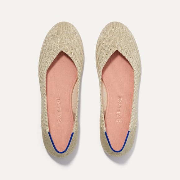 Rothy's | Shoes | Rothys The Flat Light Gold Metallic Round Toe Knit ...